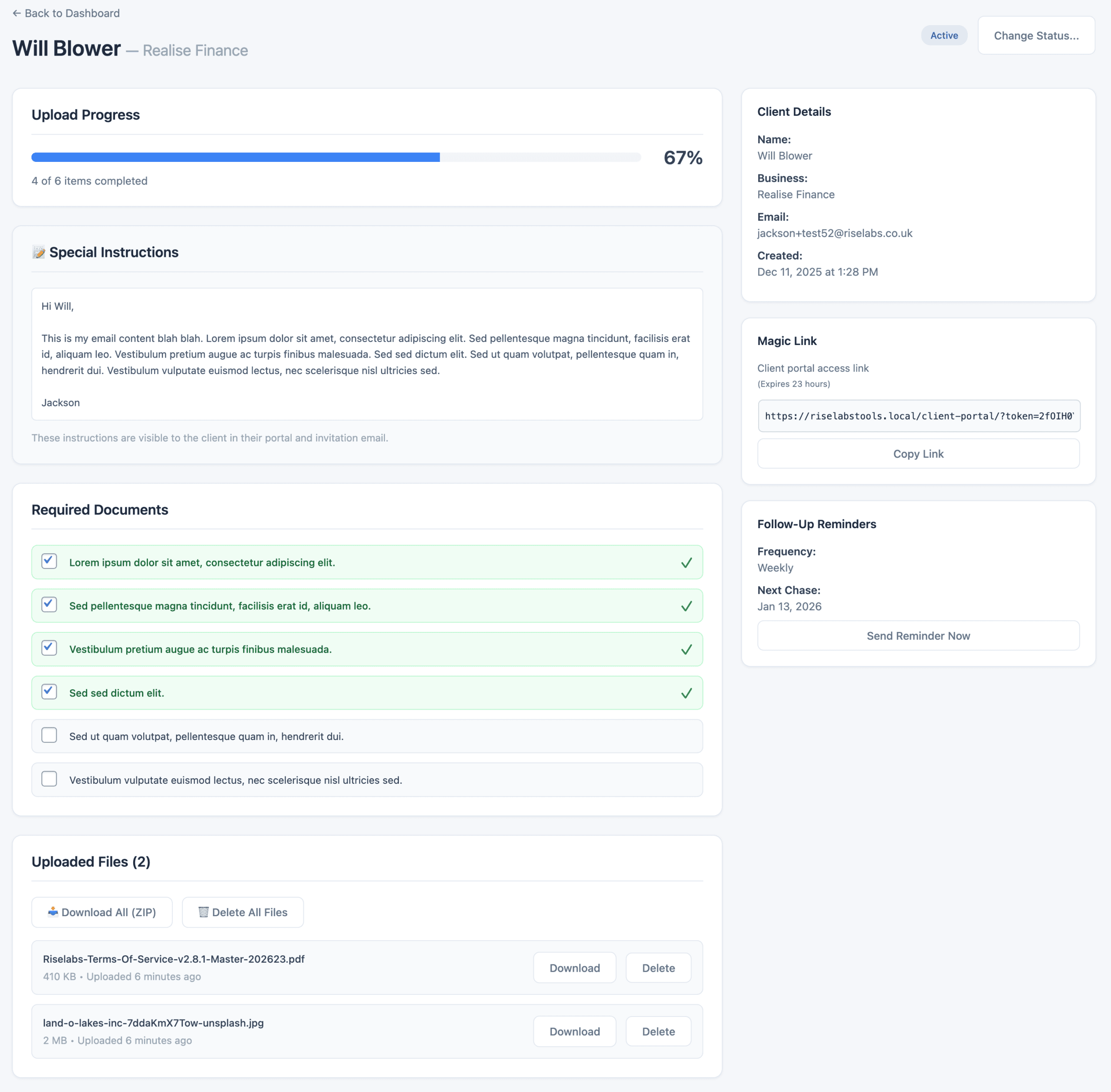 Client File Collection Portal | Riselabs Ltd